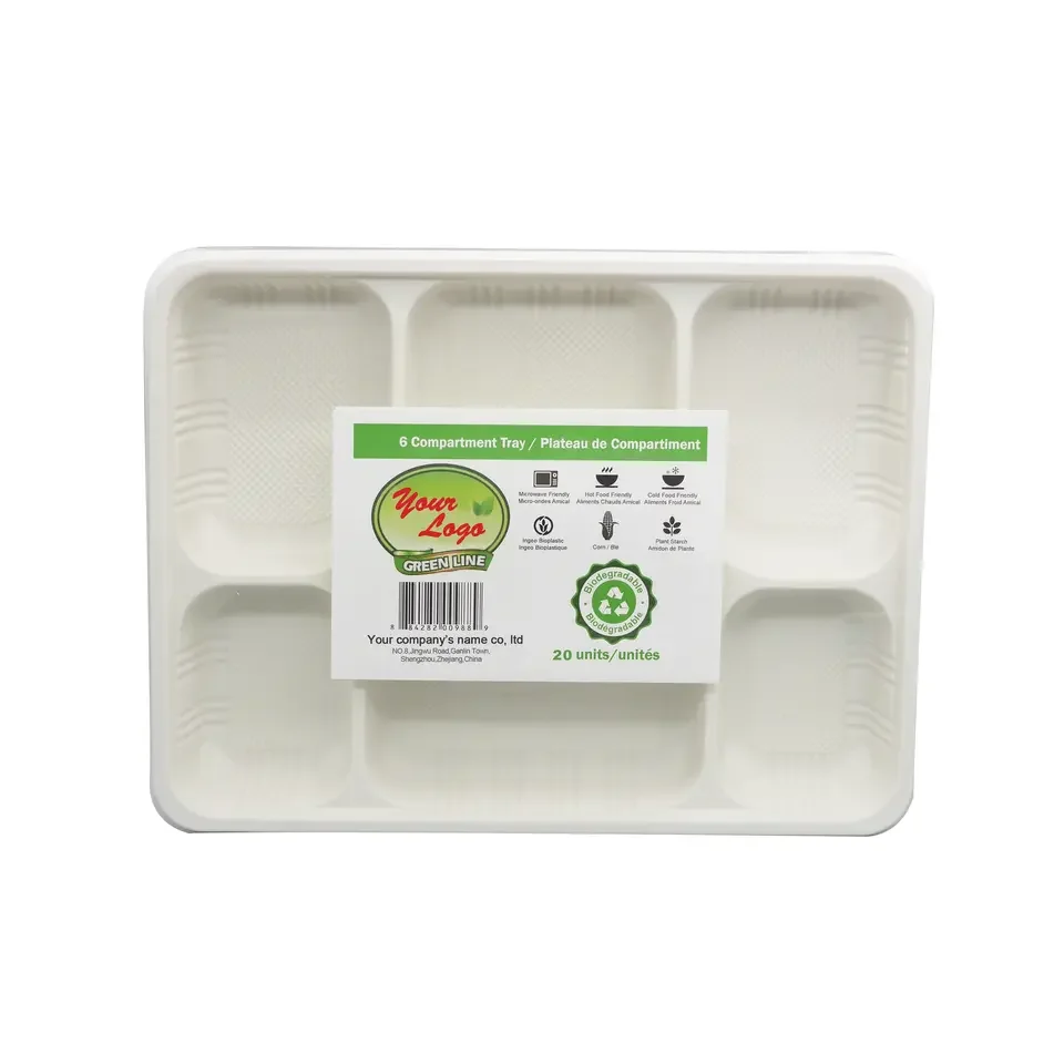 Eco-friendly 6 Compartments Tray - Biodegradable MFPP Plastics