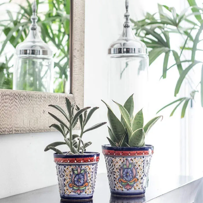 Talavera Mexican Pottery Planters - Medium & Small Cobalt