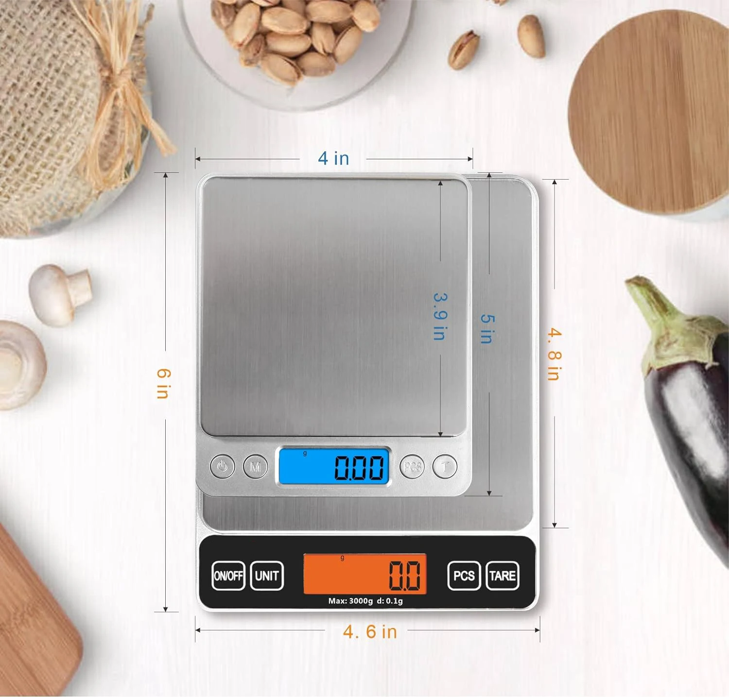 USB Powered Food Gram Scales with Two Weighing Trays Digital Kitchen ...