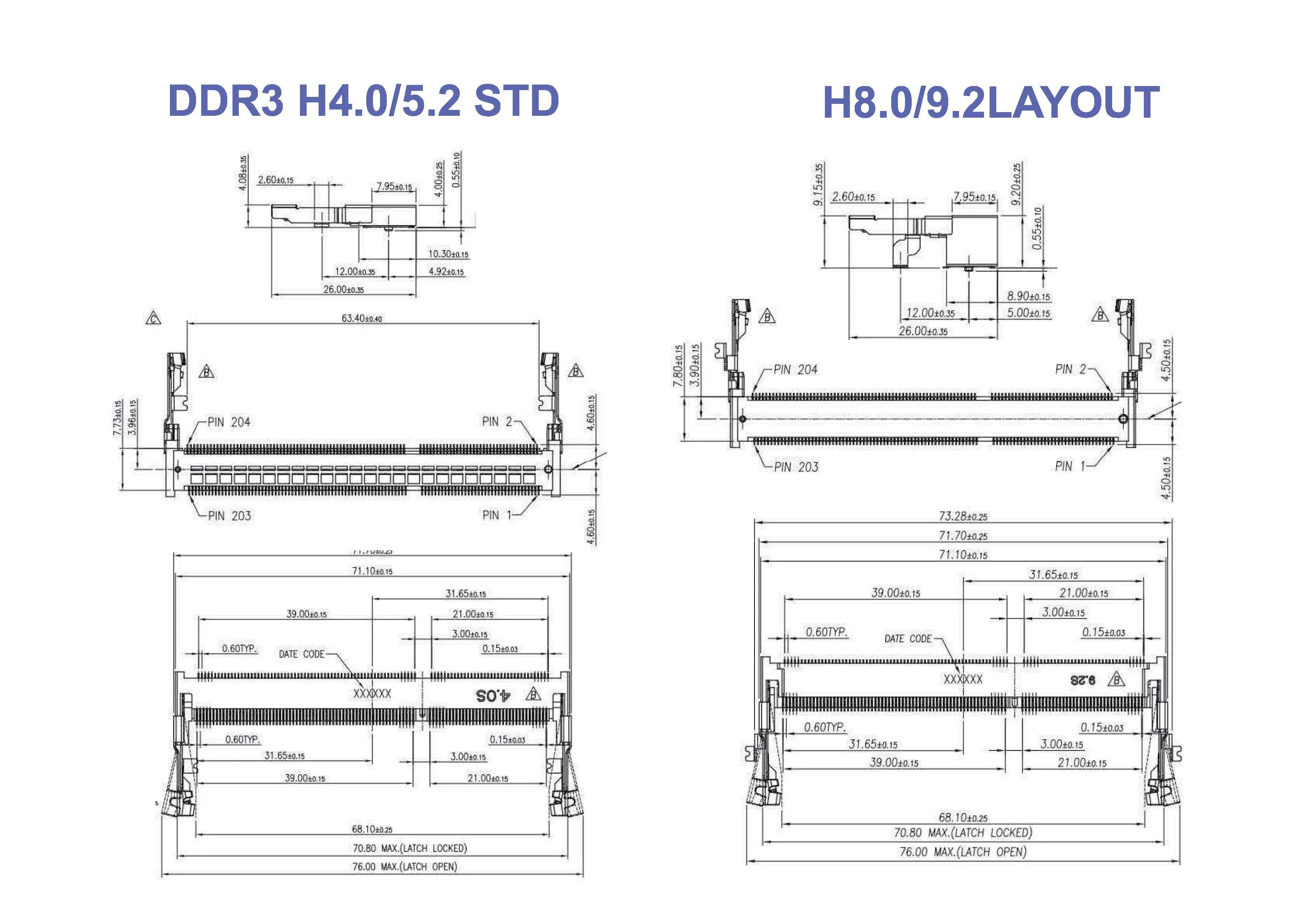 DDR Terminal Socket Connectors - DDR3, DDR4, DDR5 SO-DIMM
