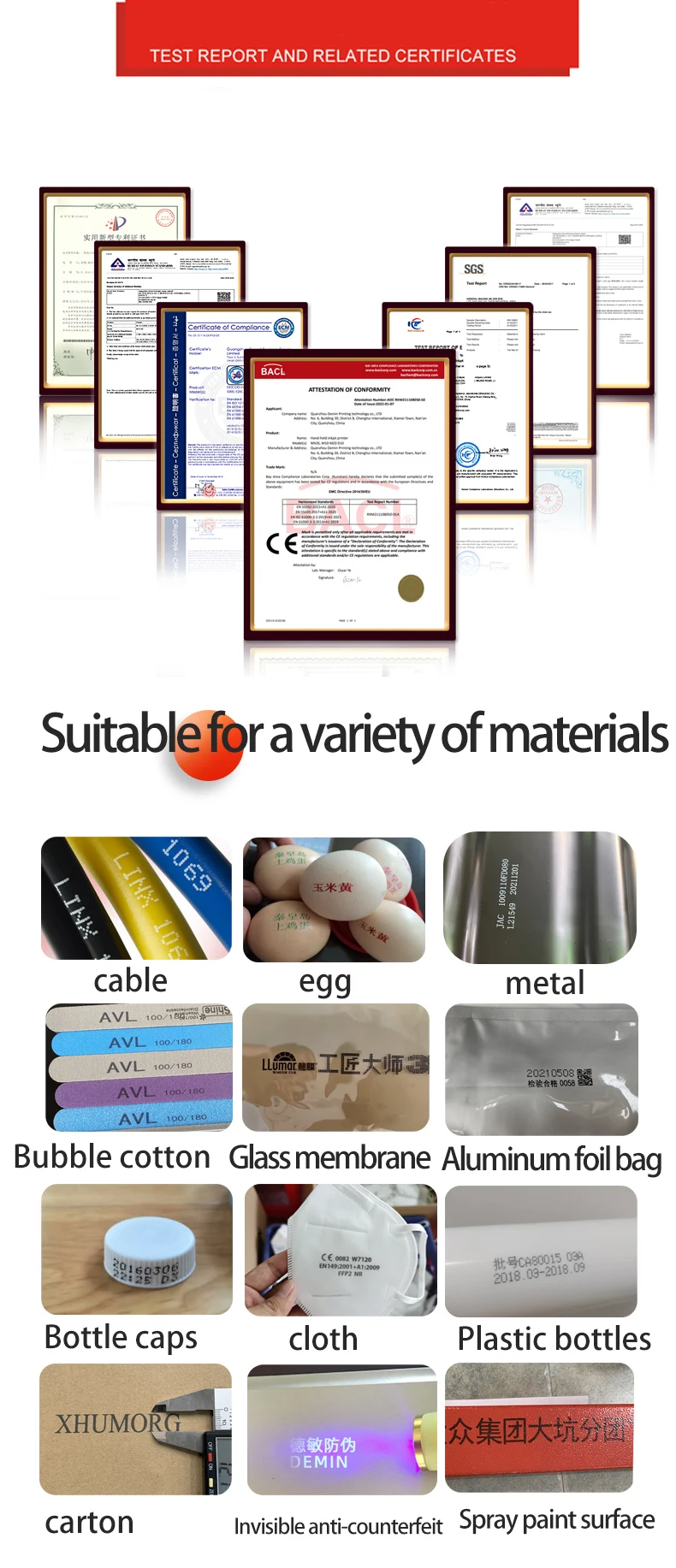 Smart Handheld Inkjet Date Code & Barcode Printer For Bottles, Oem