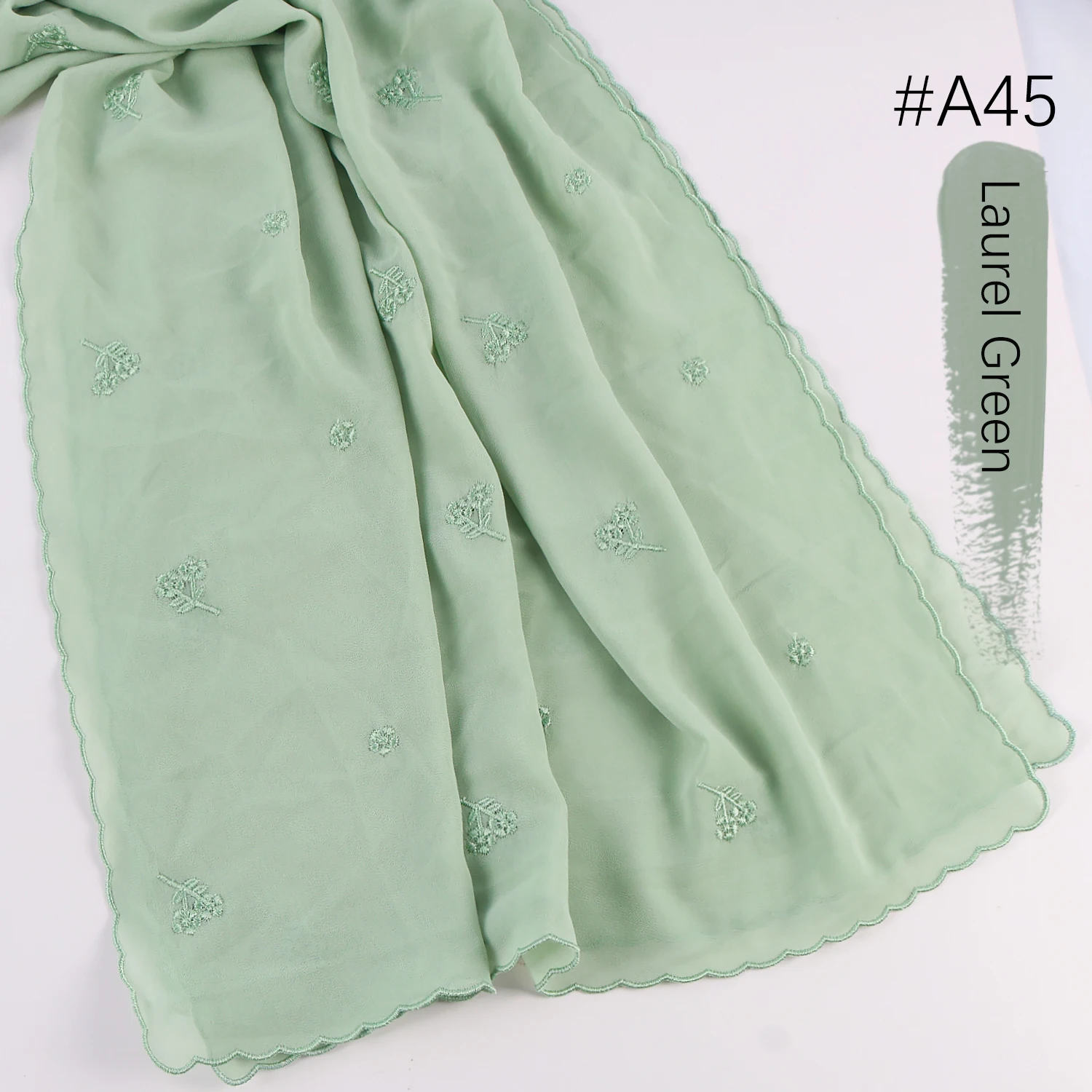 Shawl Sulam Embroidered Chiffon Hijab Scarf Veil Chiffon Shawl For ...