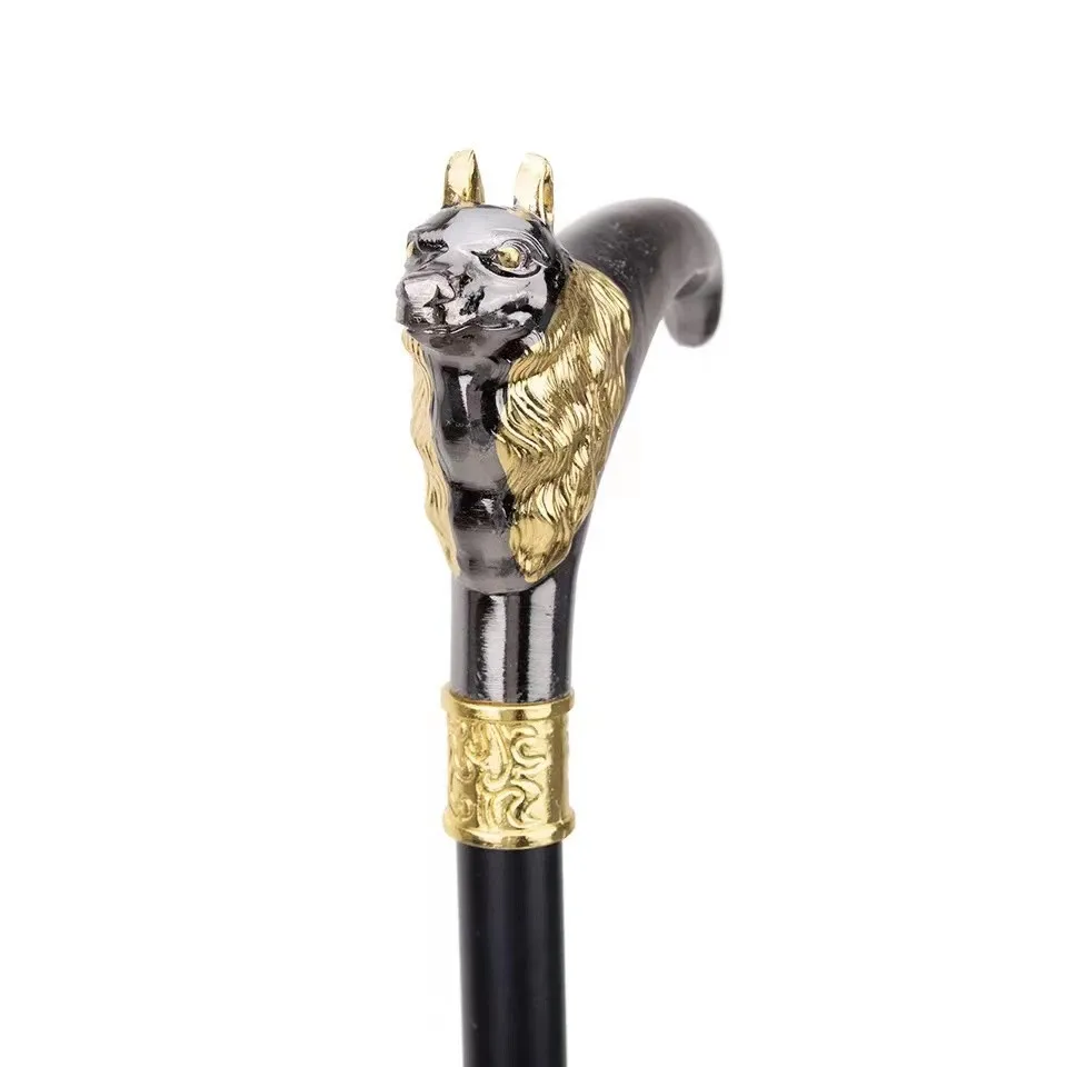 Black Gold Wolf T Handle Halloween Crosier Cane Self Defense Stick ...