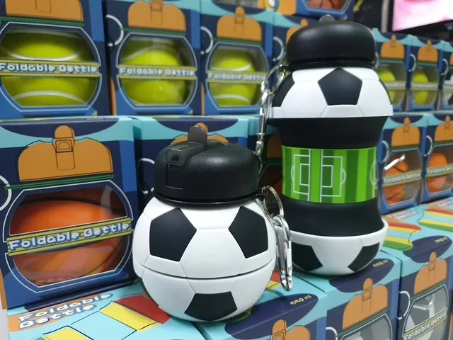 Novelty Drinkware Botella De Agua Sports Soccer Ball Foldable Silikon ...