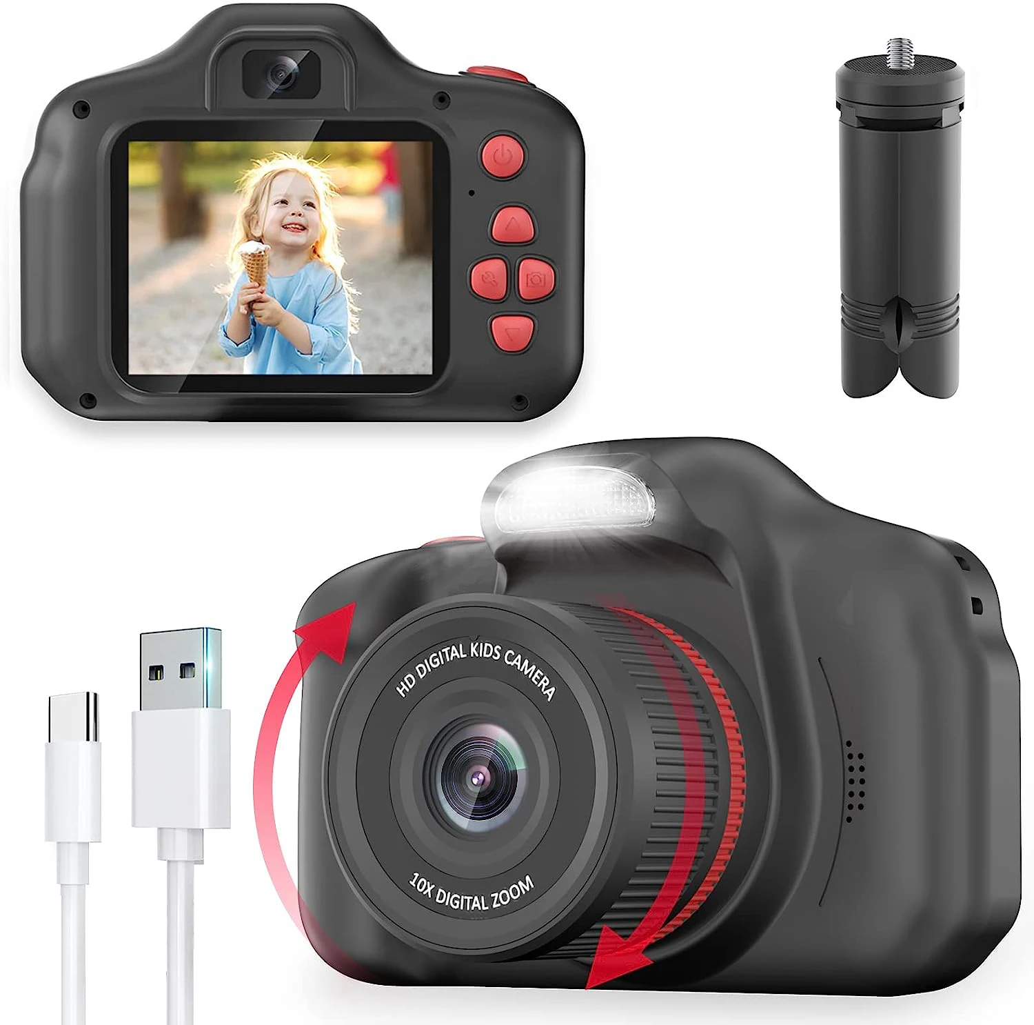 X2pro Rotating Focus 10x Zoom Rechargeable 2.4 Inches Screen Children ...
