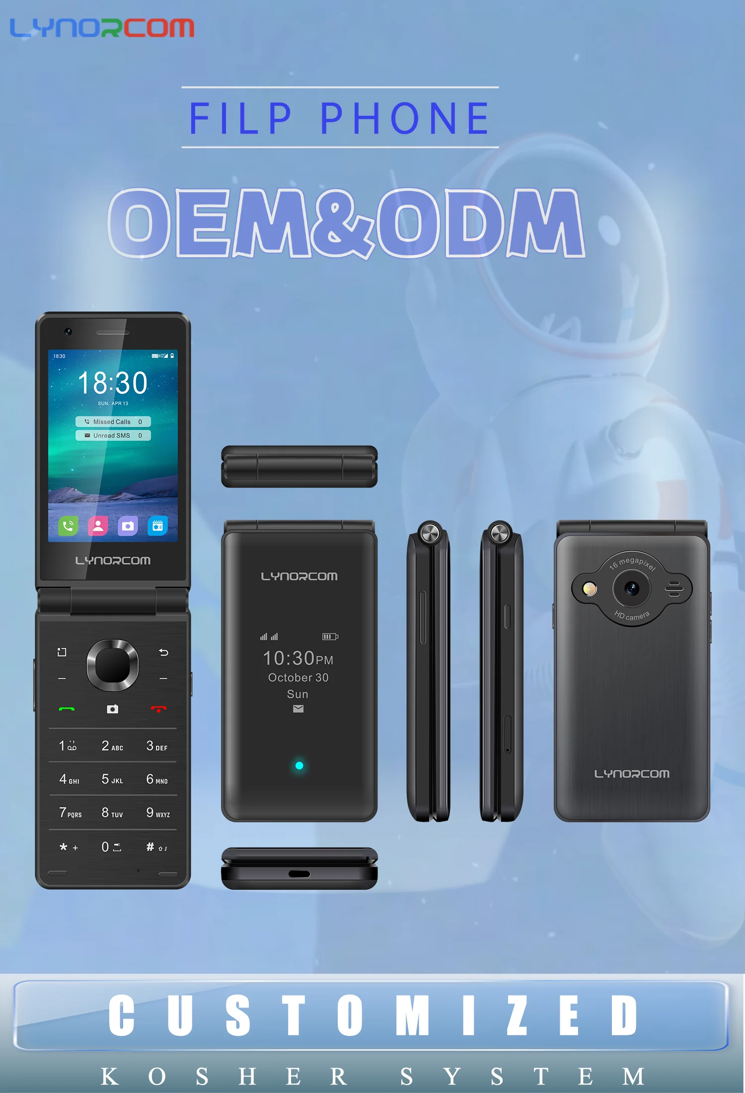 4.1 Inch IPS Dual Screen Kosher Flip Phone 4G Android OS Smartphone LTE ...