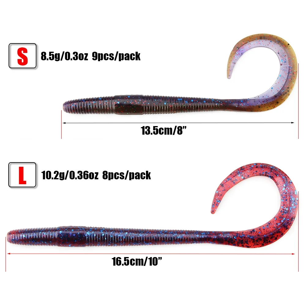 Spinpoler Soft Big Long Tail Worm Lure 8" 10" Sinking Soft Fishing ...