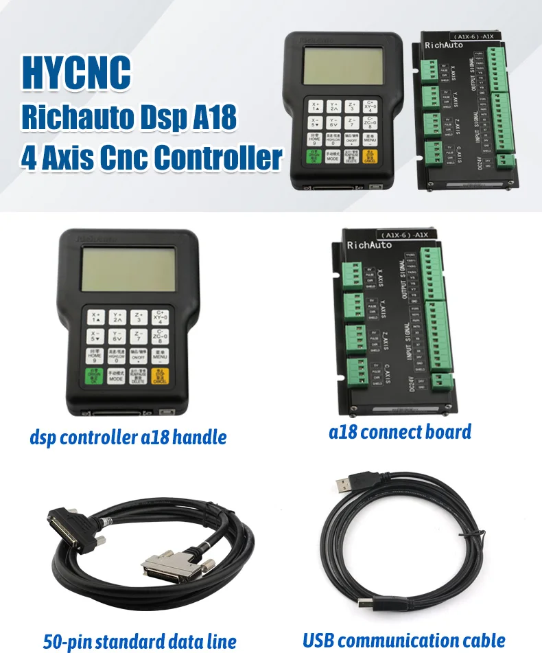 A18 Dsp Controller for Cnc Router Remote Control Millng Richauto A18 4 Axis Control System ...