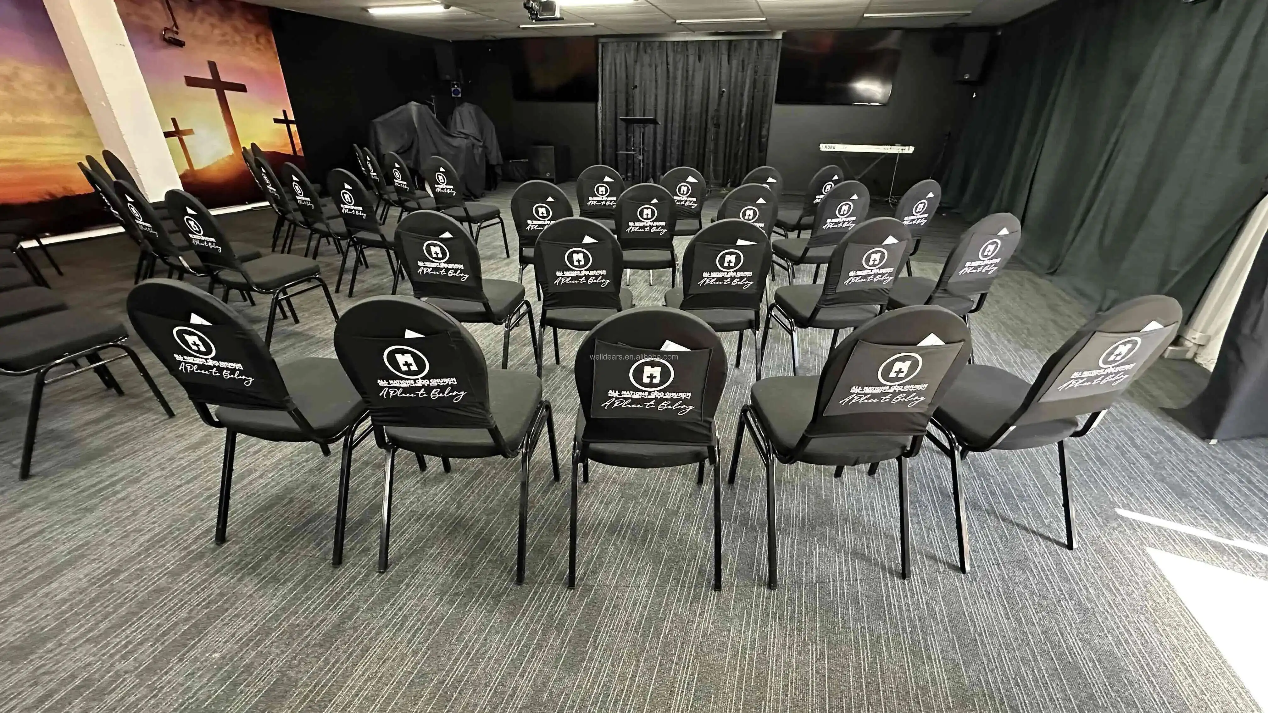 Custom Logos Chair Cover Sublimation Printed Party Matches Events ...