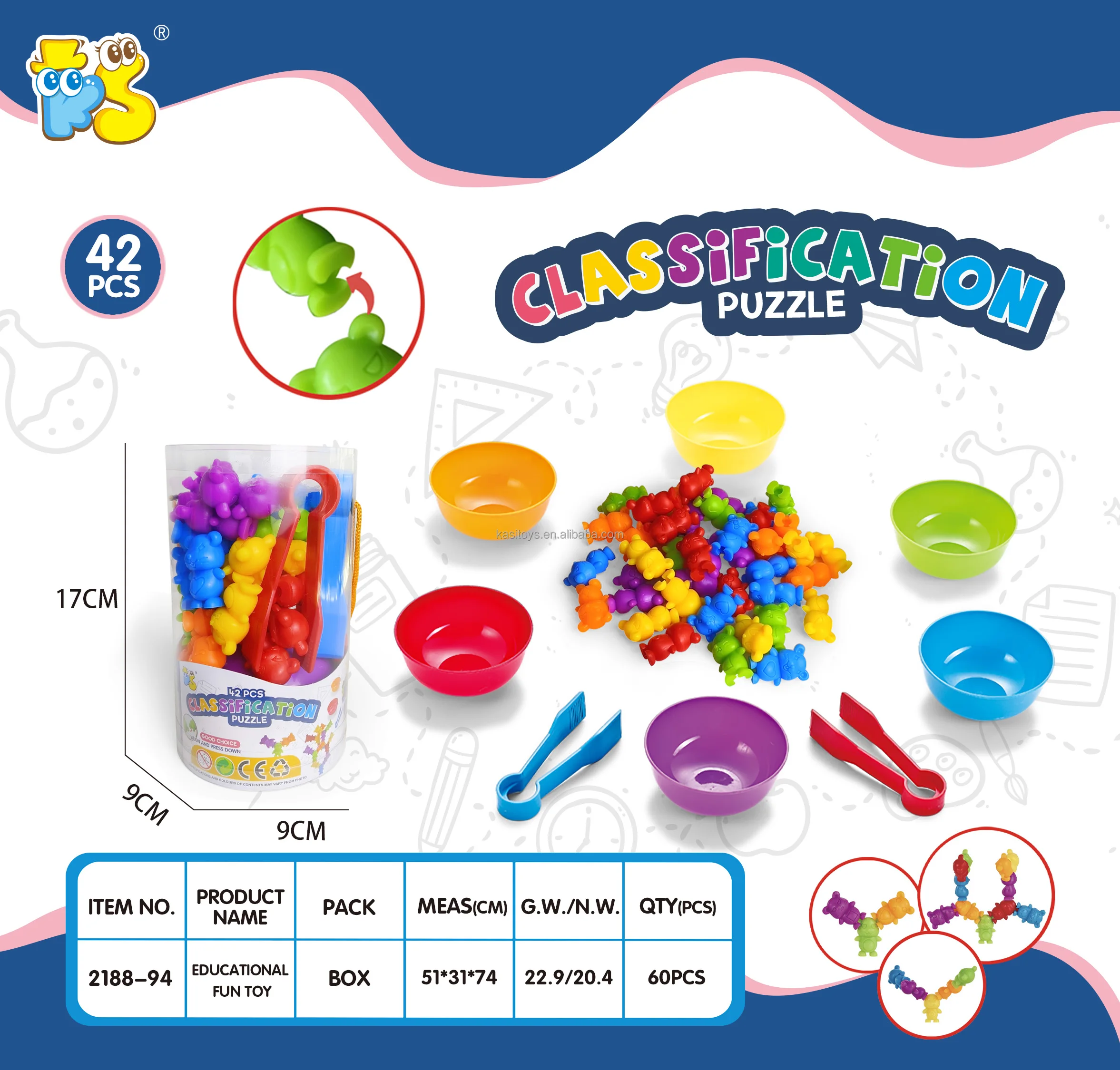 Ks Baby Educational Rainbow Counting Toy Bear Building Block Montessori ...