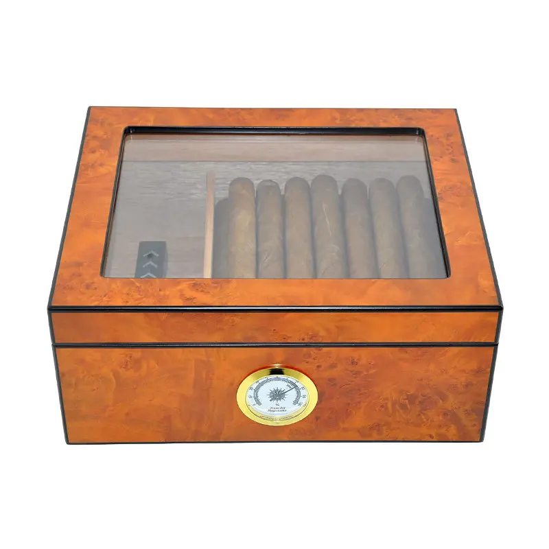 Acrylic Flip Style Cedar Matte Painted Cigar Box Moisturizing Storage ...