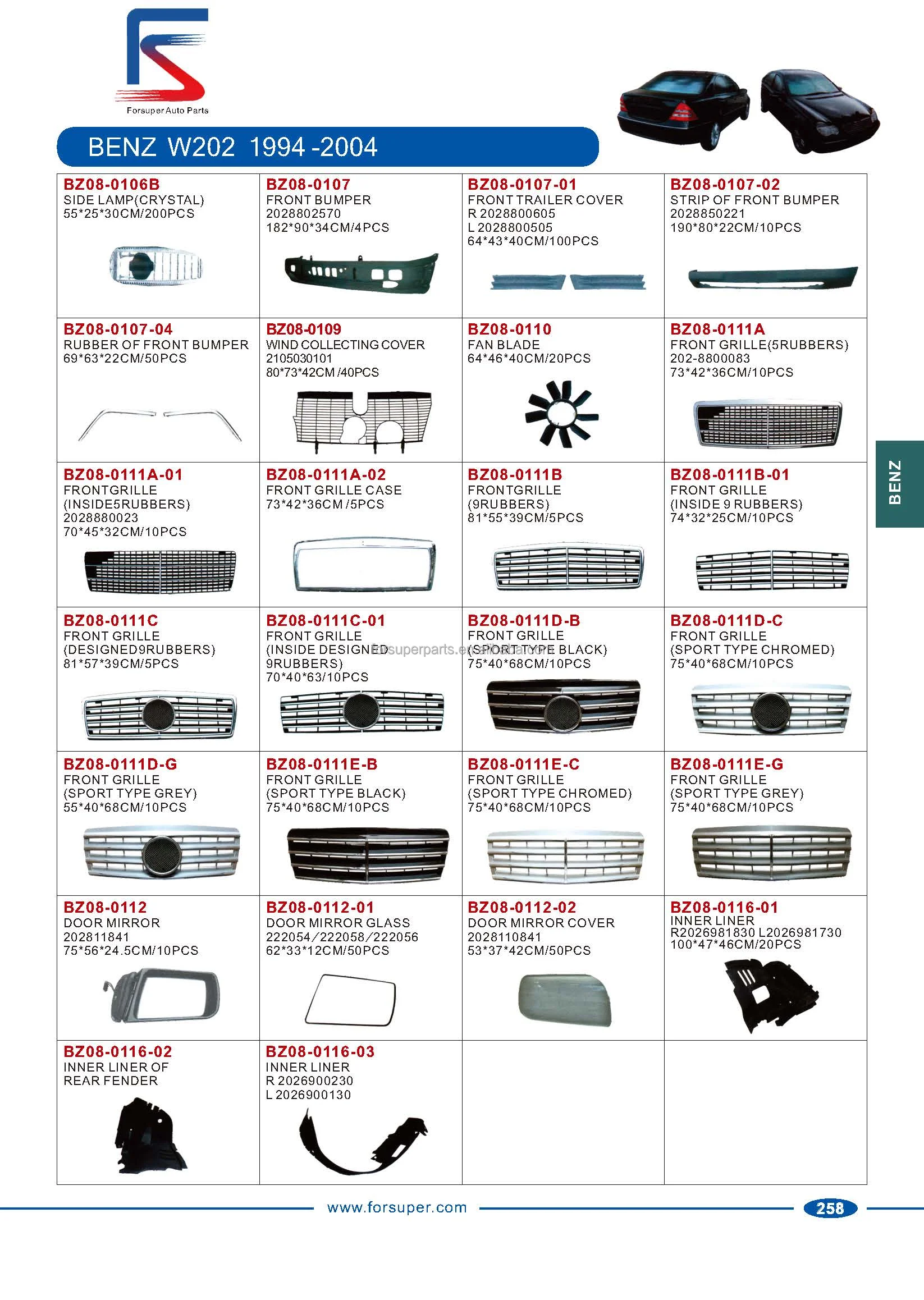 Front Grille for BENZ W202 1994 -2004 Auto Parts 202-8800083