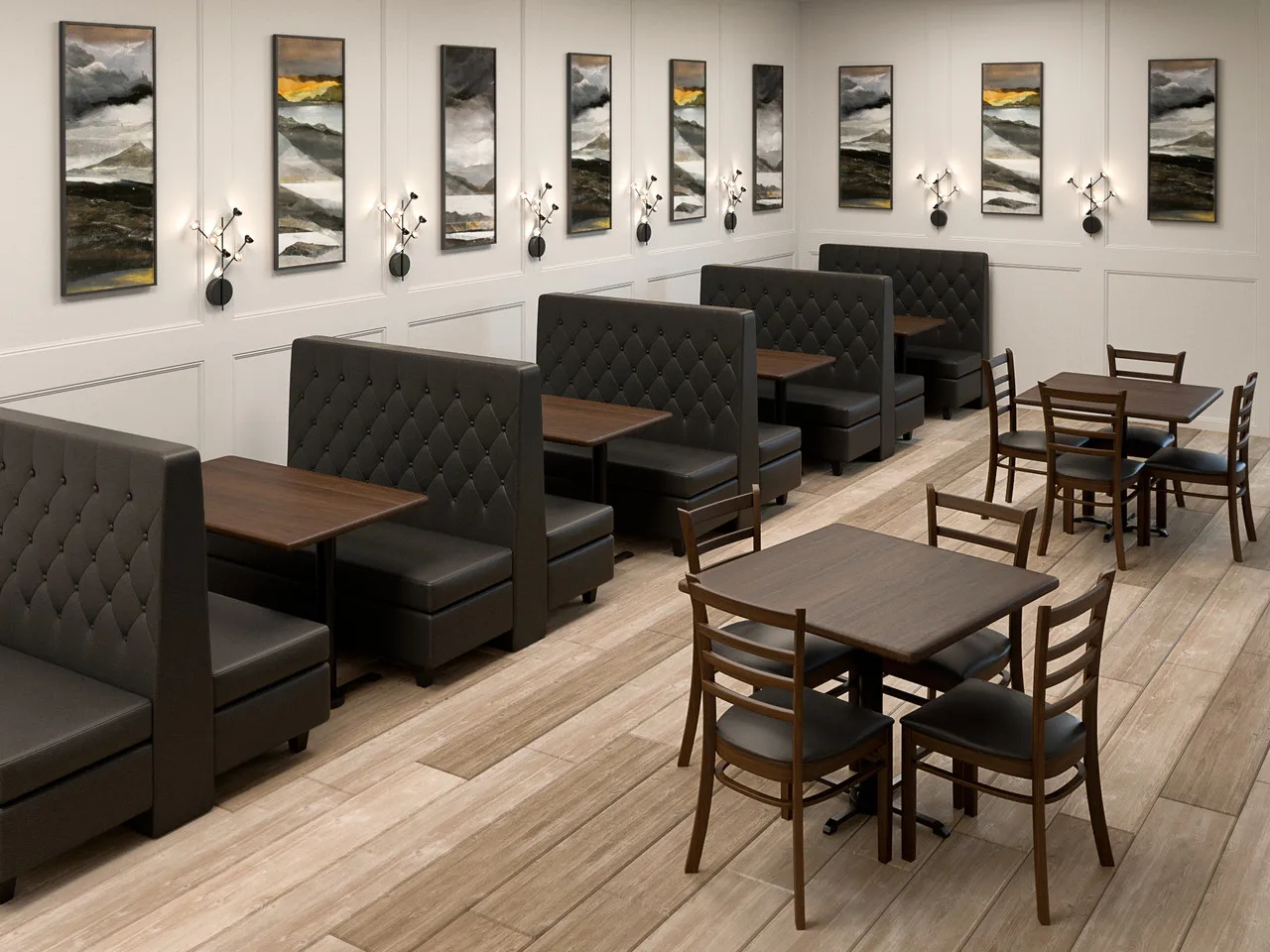 ModernSolid Wood Booth Seating Furniture With Table Custom Fabric ...