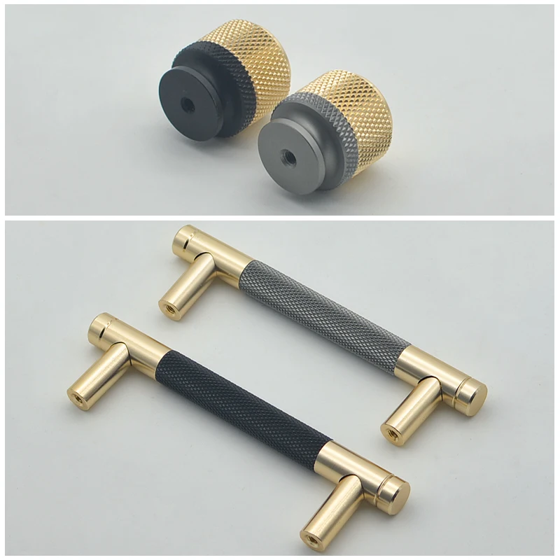 Luxury Gold Black Cabinet Handle Knob Aluminum Drawer Handle Gold ...