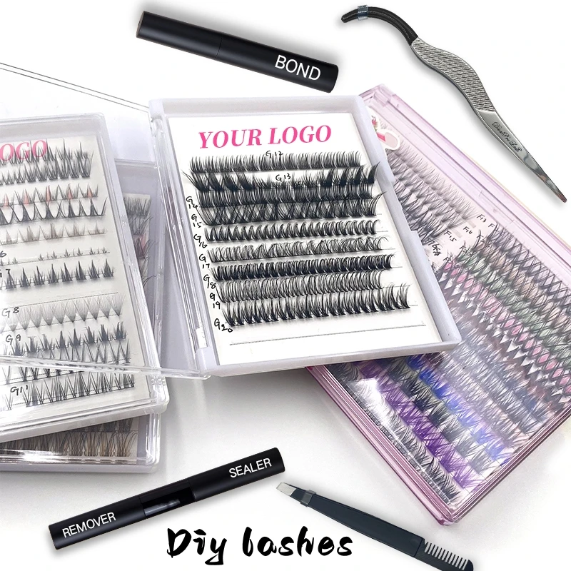 Wholesale Fluffy DIY Lash Extension Kit D curl Natural Cluster Lashes ...