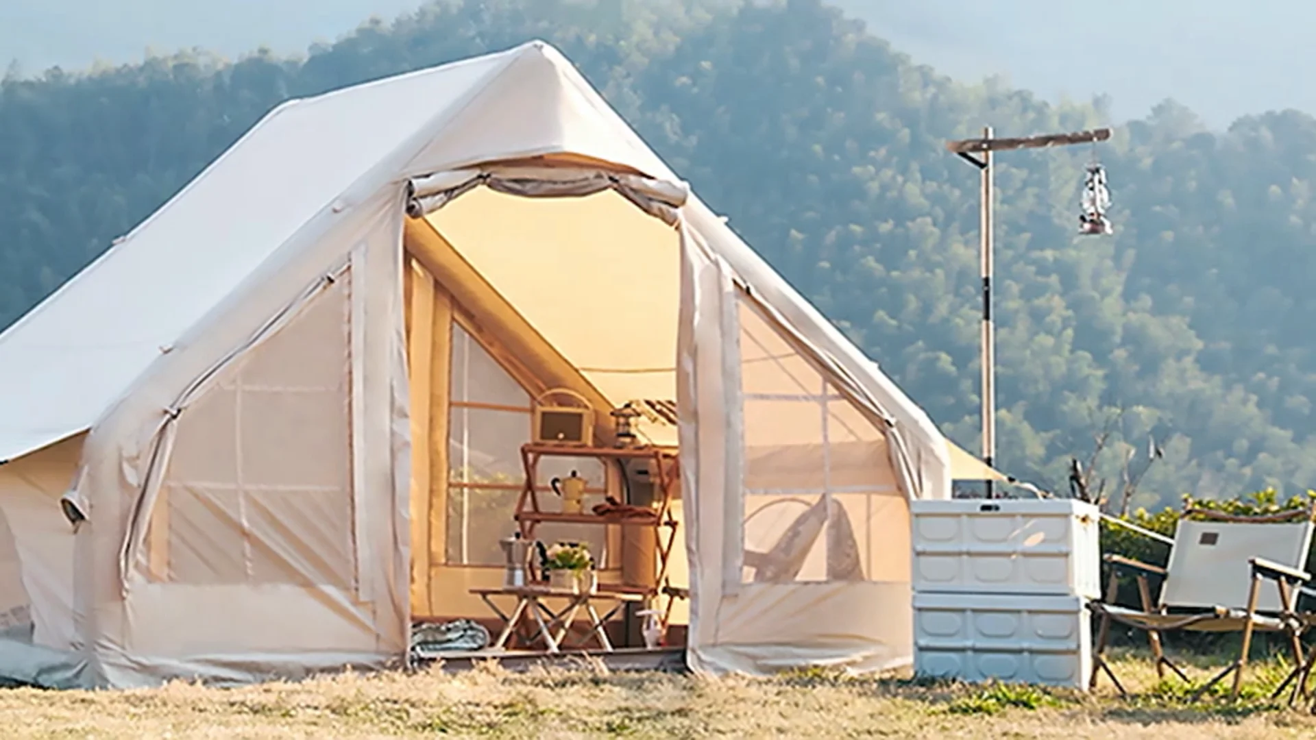 Glamping Canvas Inflatable Outdoor Camping Camper Tent,Customized ...