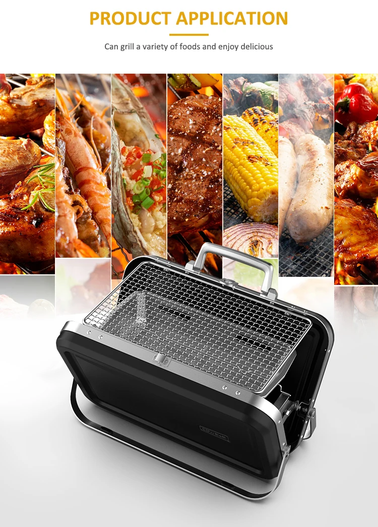 New Suitcase Design Stainless Steel Portable Barbecue Grill Folding ...