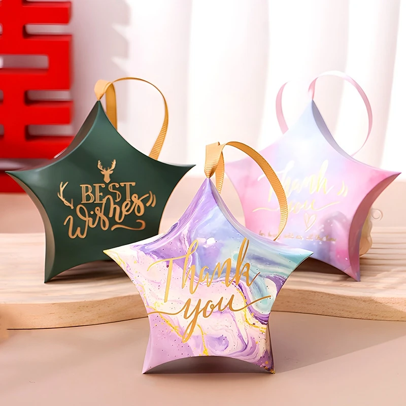 Wholesale Gold Star Candy Gift Box With Ribbon Wedding Party Favors ...