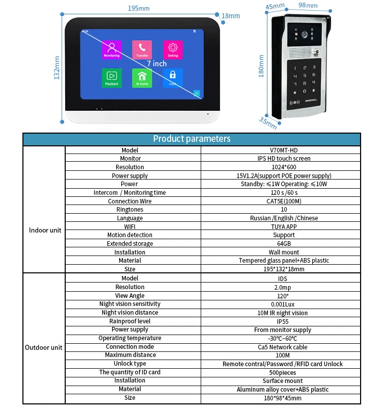 1080p Smart Ip Intercom System Tuya Video Doorbell Camera Password ...