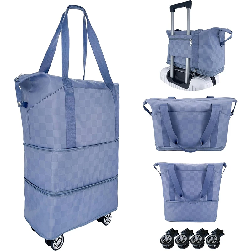 Expandable Foldable Duffel Bag Suitcase Detachable Rolling Wheels ...