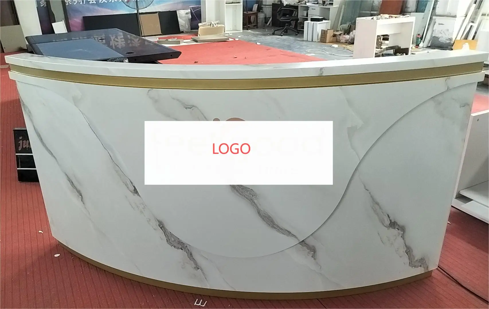 Custom Curved Reception Counter - Modern Office Furniture