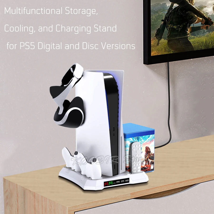 PS5 Disc Digital Game Console Quick Cool Stand with PS 5 Controller ...