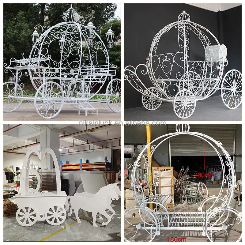 Cinderella Horse Carriage Decor – White Gold Pumpkin Carriage for ...