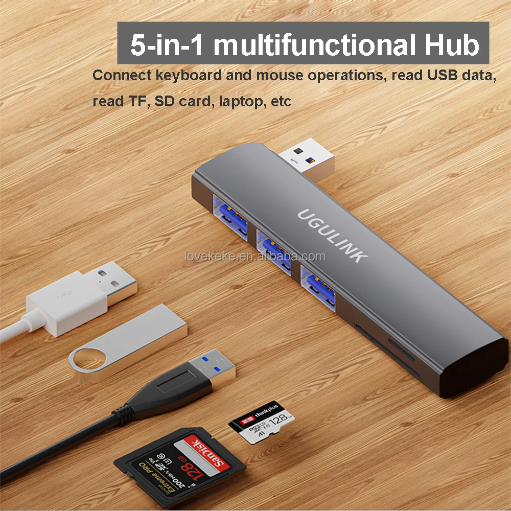 Lovekeke Usb Type-c To 1*3.0 Usb +2*2.0 Usb +tf Card +micro Card Port 5 ...
