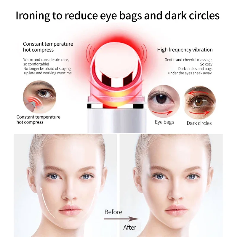 Ems Eye Massager Red Blue Yellow Light Therapy Electric Eye Face & Neck ...