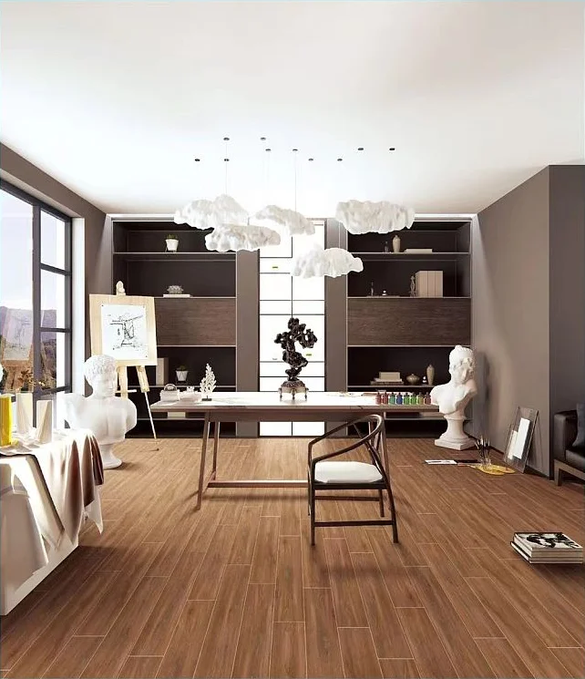 Matte Surface Rustic Style Wood Grain Floor Tiles Interior Living Room ...