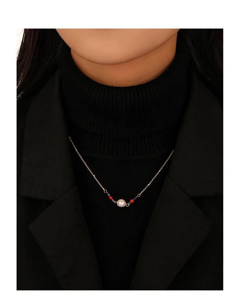 Ins Fashion Explosion Color Natural Stone Beaded Necklace Women's ...