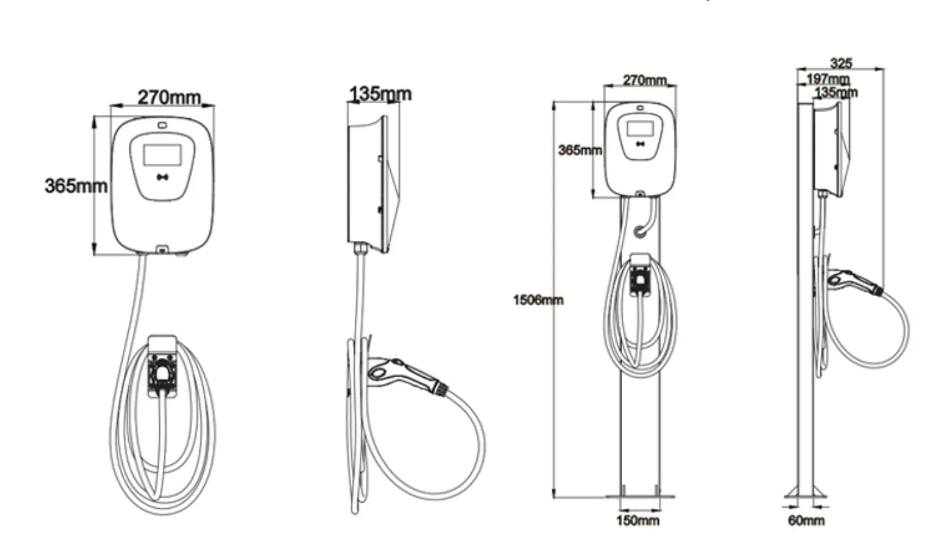 Home 220v 32a 7kw 11kw Wall Mounted Ac Ev Charger Station Wallbox ...