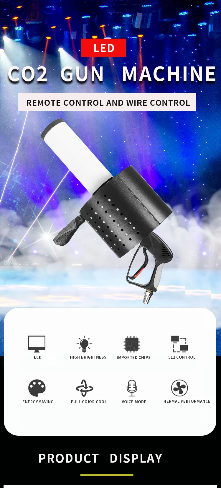 LED CO2 Confetti Gun 3IN1 - 20W Manual Operation for Parties