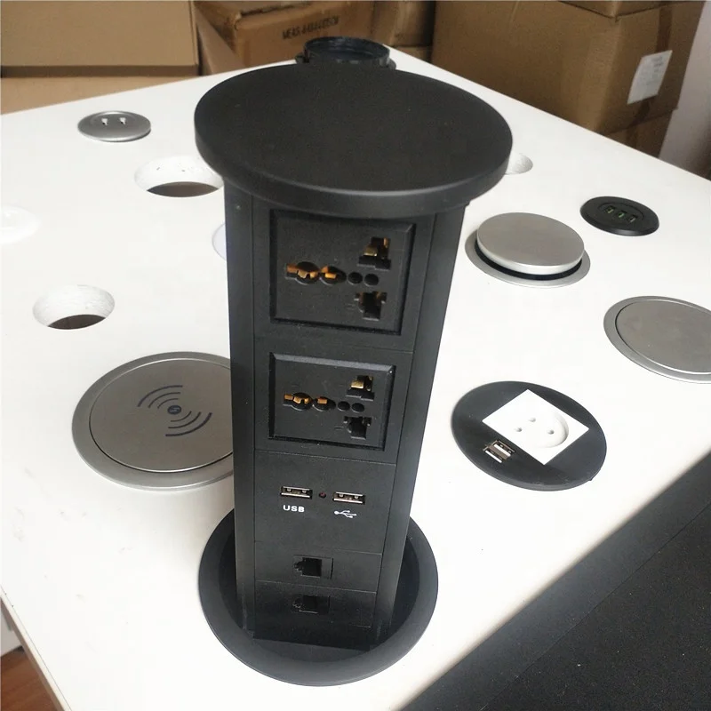 Automatic Pneumatic Hydraulic Tabletop Kitchen Pop Up Tower Socket With ...