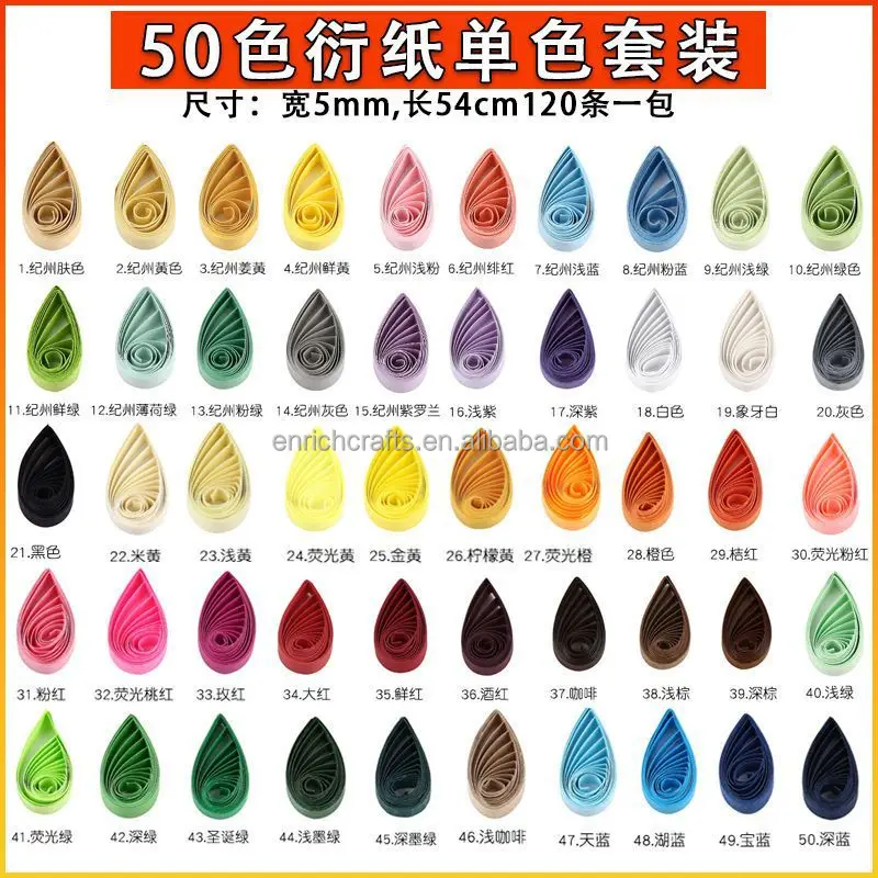 Single Pack of 50 Colors Quilling Paper for DIY Crafts