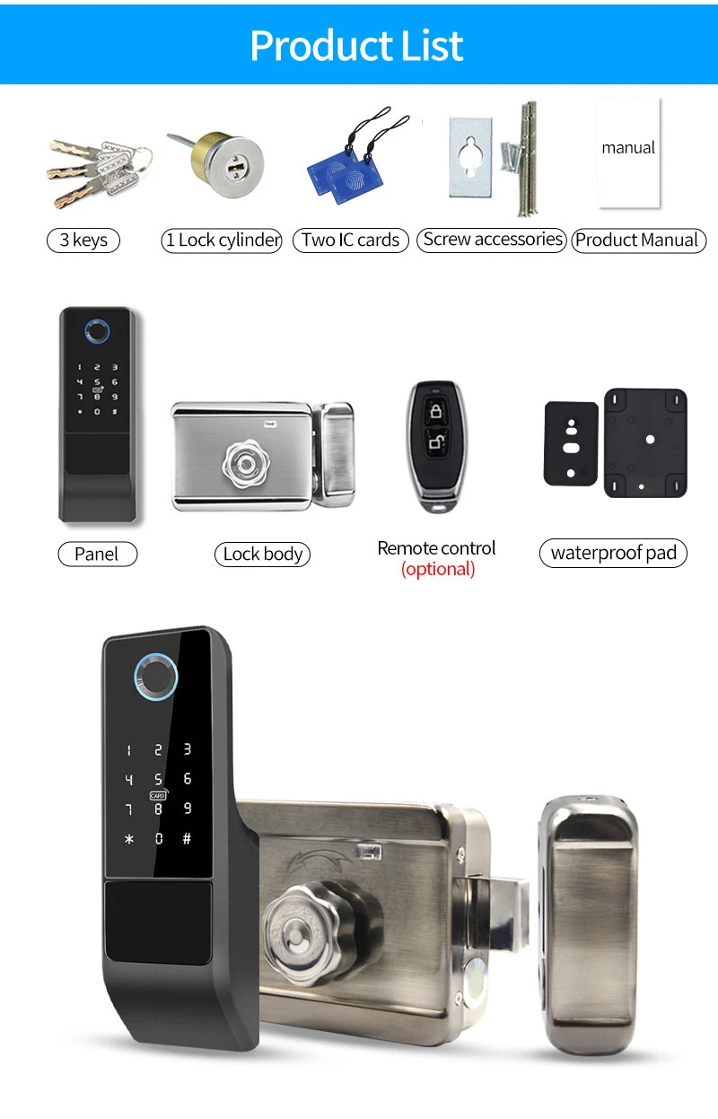 Hahalock App Fingerprint Smart Door Lock - Waterproof & Keyless