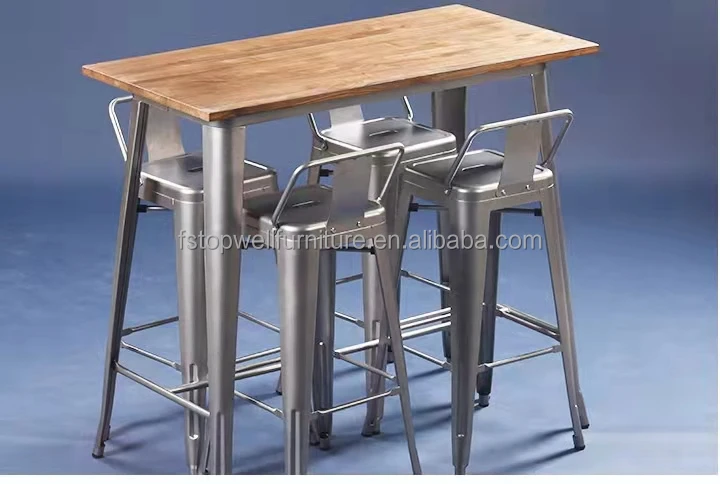 Wooden Metal Bar Tables Industrial Commercial Pub High Tables Outdoor ...
