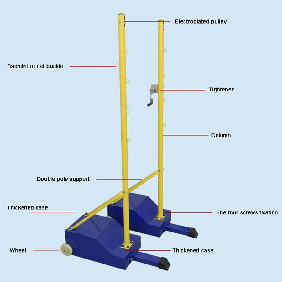 1.55m Height Cast Iron Steel Portable Movable Badminton Net Post