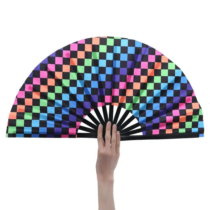 Portable Fans Large Uv Glow Rave Handheld Fan For Drag Queen Cosplay ...