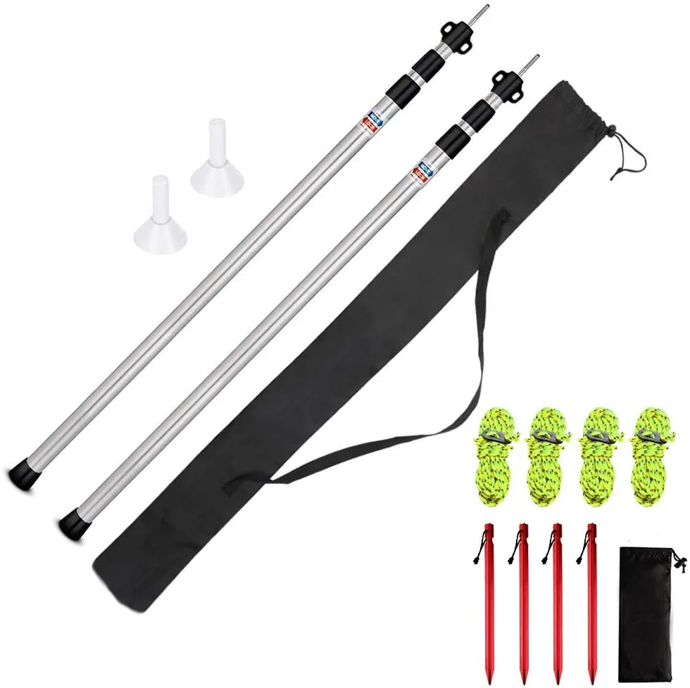 Camping Adjustable Tarp Tent Poles - Telescoping Aluminum