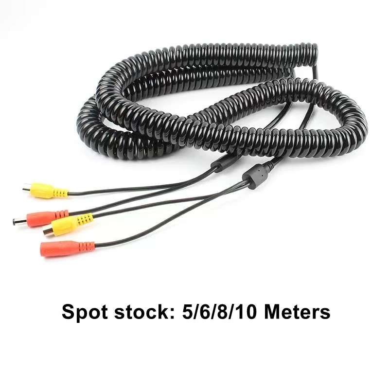 10m Rca/av/dc Connector Video Spring Car Camera Cable Rear View Vehicle ...
