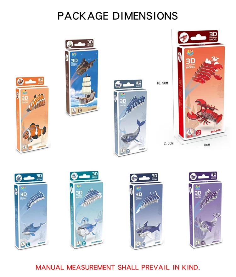 Kids Educational Creative Paste Toys 3d Puzzles Of Paperboard Animal ...