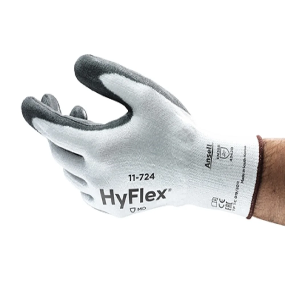 Ansell 11-724 HyFlex Palm PU Coated Class 3 Cut Resistant Individually ...