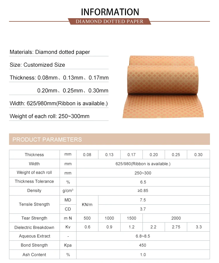 Ztelec Ddp Insulation Paper Diamond Dotted Paper For Transformer - Buy ...