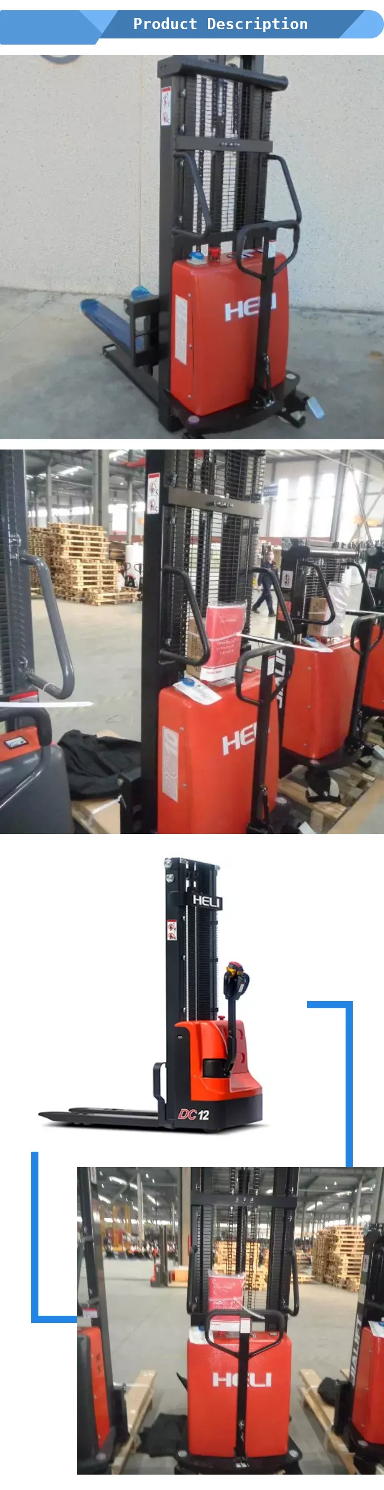 Heli 1ton Electric Stacker - Versatile & Durable Solutions