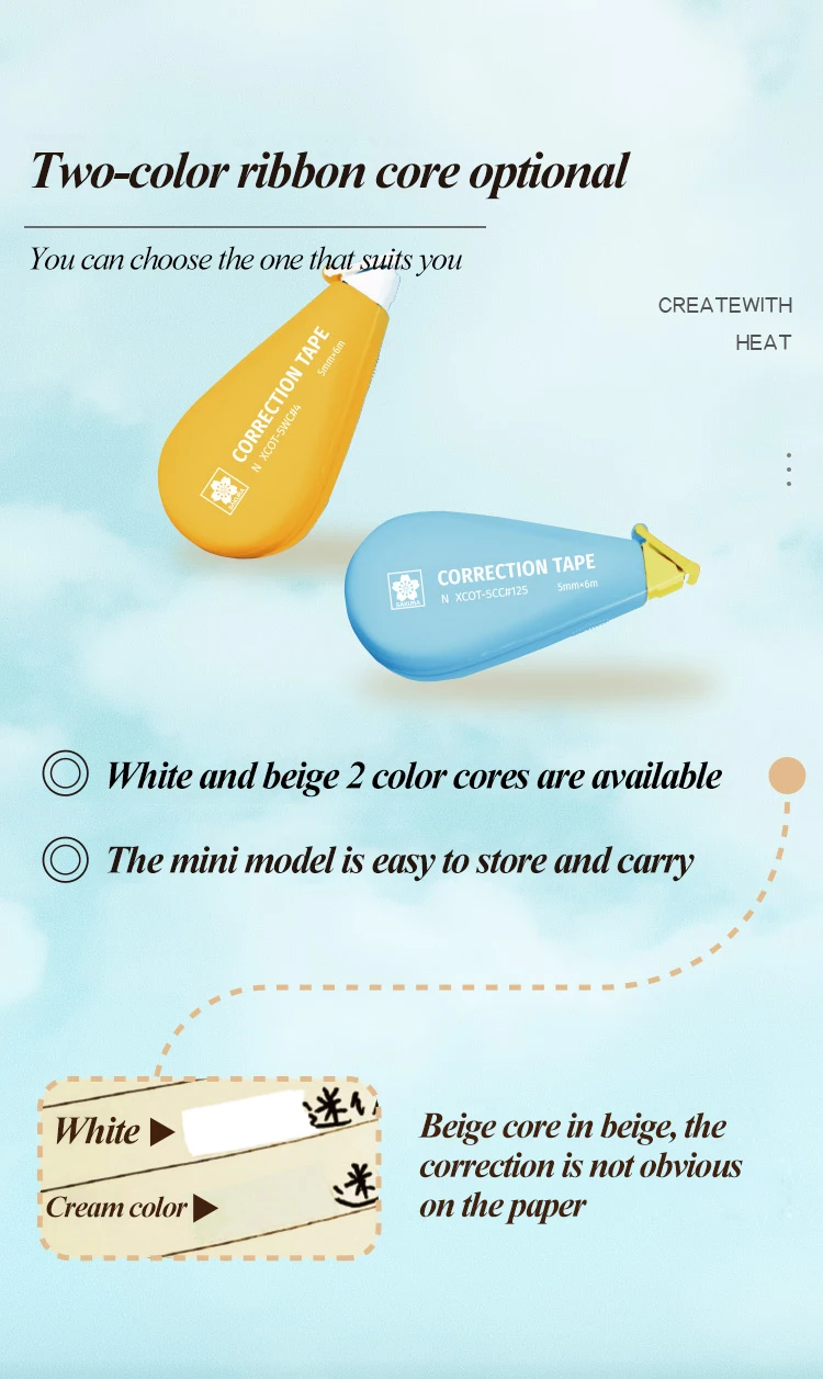 SAKURA XCOT Yellow/white Mini Correction Tape - Precise & Portable
