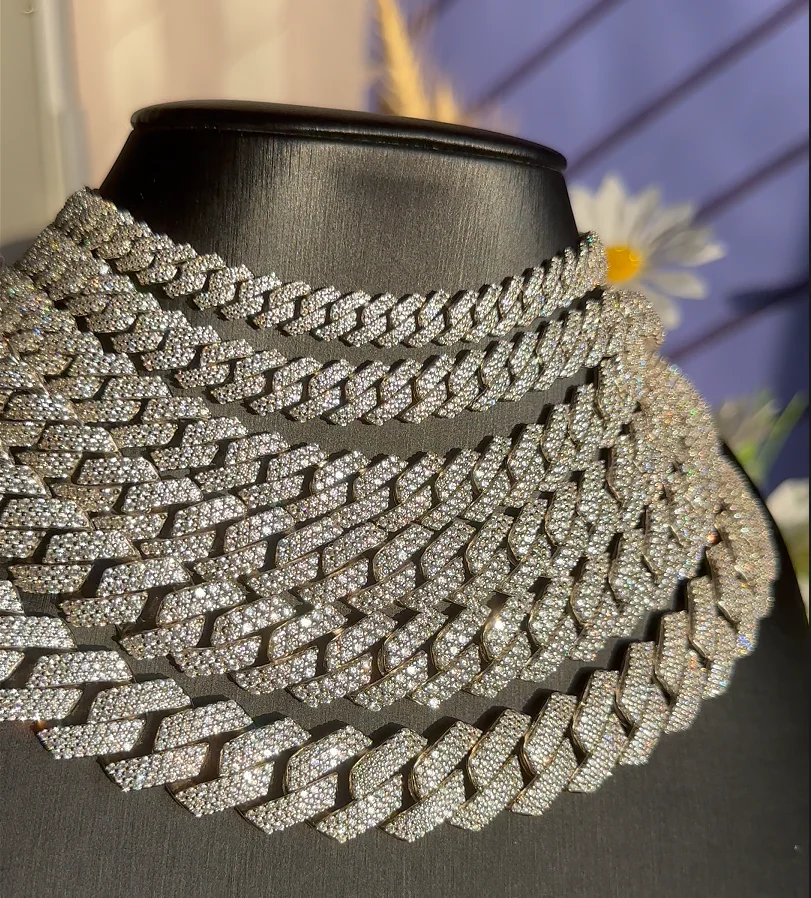 Small Size Moissanite Cuban Link Necklace 6mm One Row Pass Diamond ...