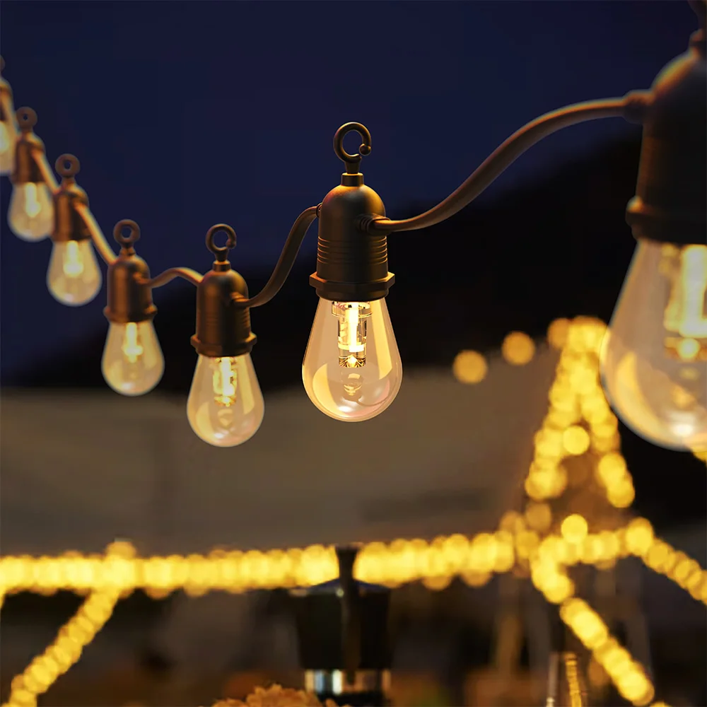 Outdoor Waterproof Smart Leb Bulb String Lights 49ft 15m Christmas ...