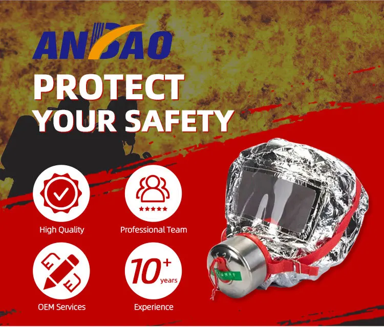 Fire Safety Mask Fire Rescue Equipment Full Face Hood 40 Minutes ...