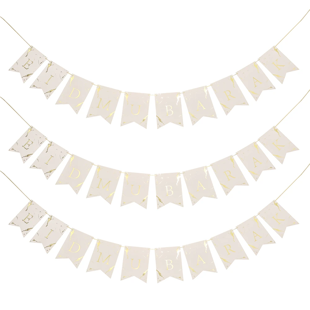 Muslim Festive Banner Decoration Eid Mubarak Hanging Flags Garland Gold ...